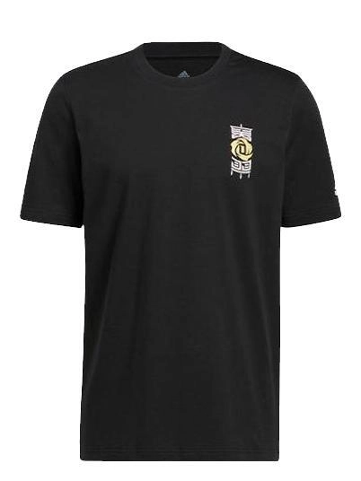 Adidas Rose 3 King Tee Back Tactical Board Pattern Printing Basketball Sports Short Sleeve Black T-shirt - Default Color