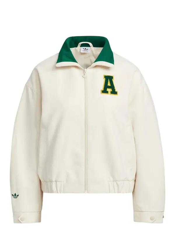 Adidas Stand Collar Zip-up Sports Jacket With Alphabet Print - White