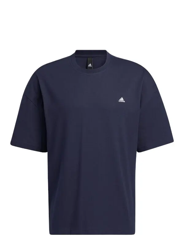 Adidas M City Loose T Solid Color Logo Round Neck Short Sleeve Navy Blue - Multi-color