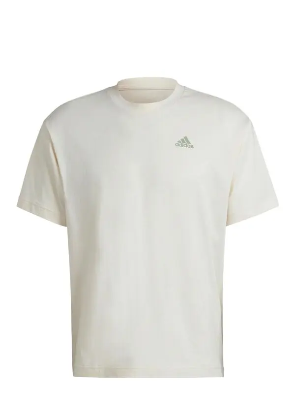 Adidas Solid Color Logo Alphabet Round Neck Sports Short Sleeve White - Multi-color