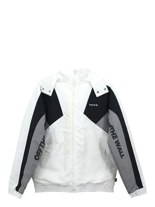 VANS Hooded Track Jacket With Contrast Stitching And Graphic Detail - White