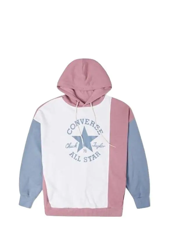 CONVERSE Oversized Color-blocked Pullover Hoodie - Pink Aura Multi