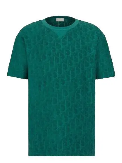 Dior Ss21 Oblique Printing Cotton Round Neck Short Sleeve - Green