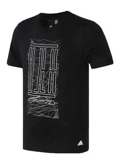 Adidas Wj Ss Logo Sports Round Neck Short Sleeve - Black