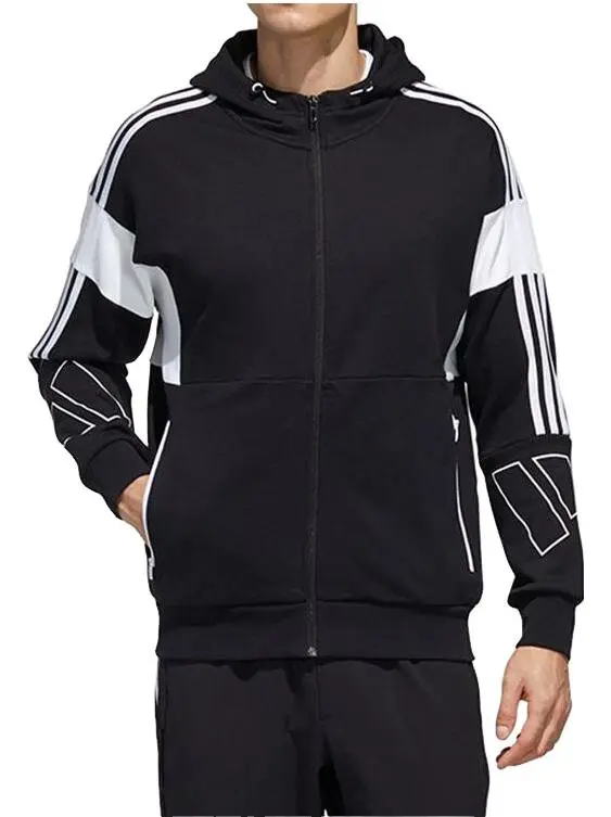 Adidas Hooded Jacket With Spliced Design - Black