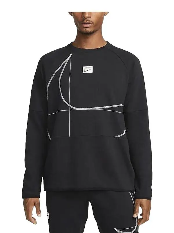 Nike French Terry Cotton Blend Crewneck Sweatshirt - Black