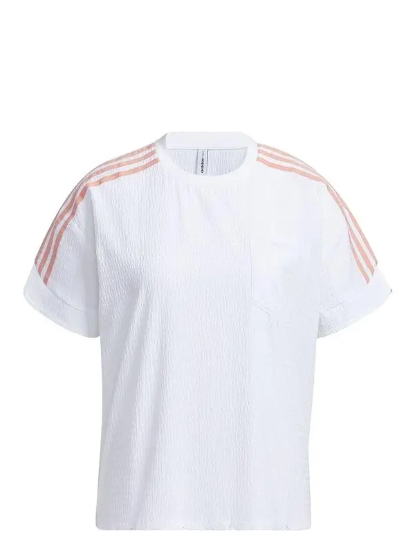 Adidas Neo Cs Jun Woven Tee With Side Stripe Detail - White
