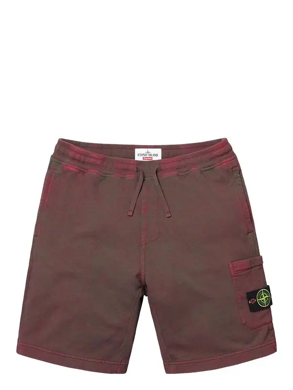 Supreme Ss19 X Stone Island Sweatshort Crossover Cargo Shorts - Red