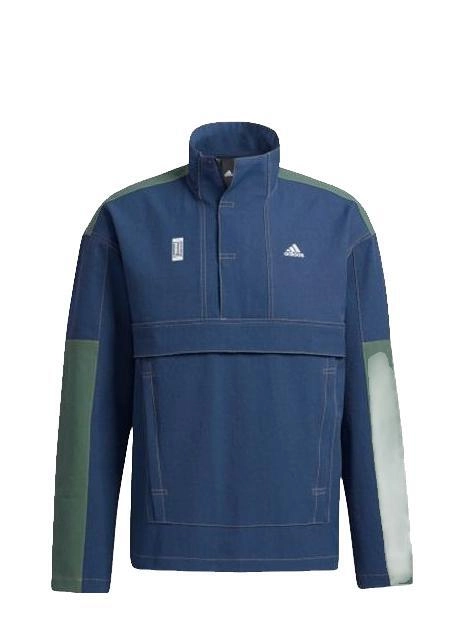 Adidas Colorblocked Anorak Jacket With Stand Collar - Navy