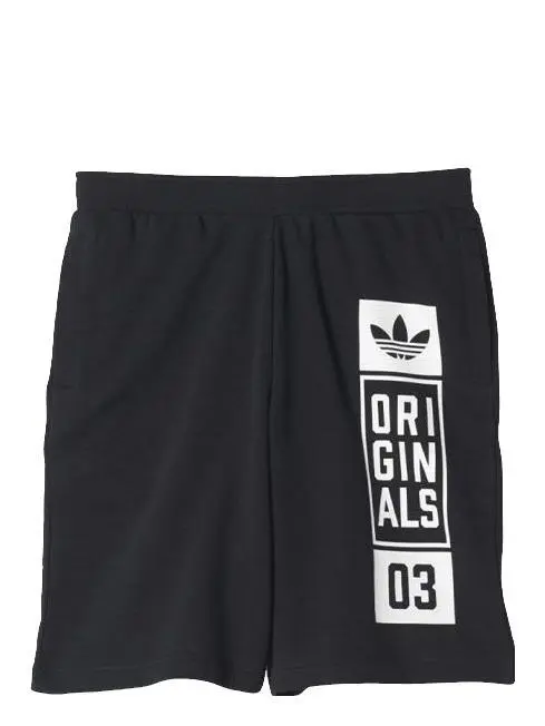 Adidas Originals Logo Printed Sports Shorts - Black