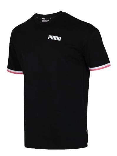 PUMA Casual Sports Breathable Round Neck Knit Short Sleeve - Black