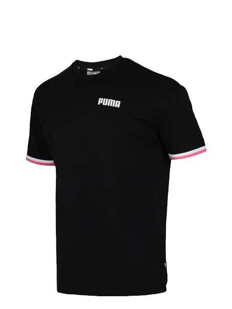 PUMA Casual Sports Breathable Round Neck Knit Short Sleeve - Black