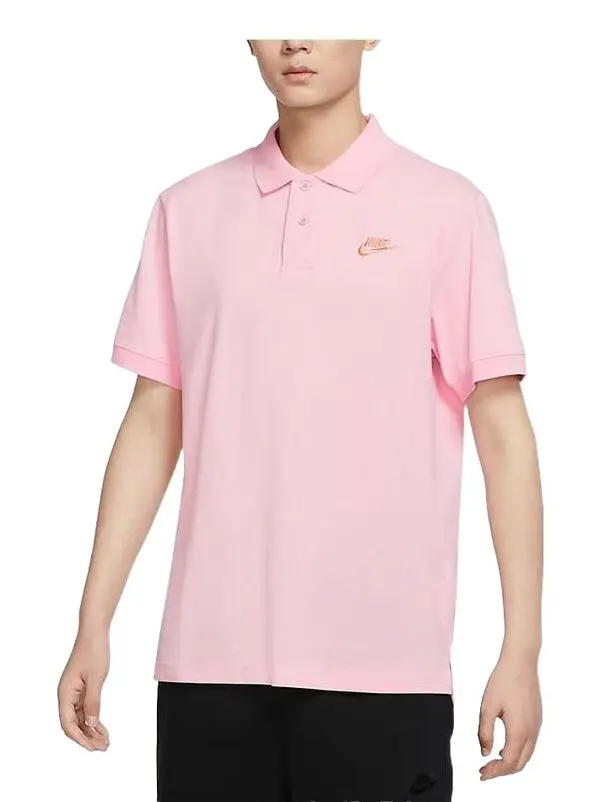 Nike Solid Color Logo Embroidered Short Sleeve Polo Shirt Pink - Multi-color