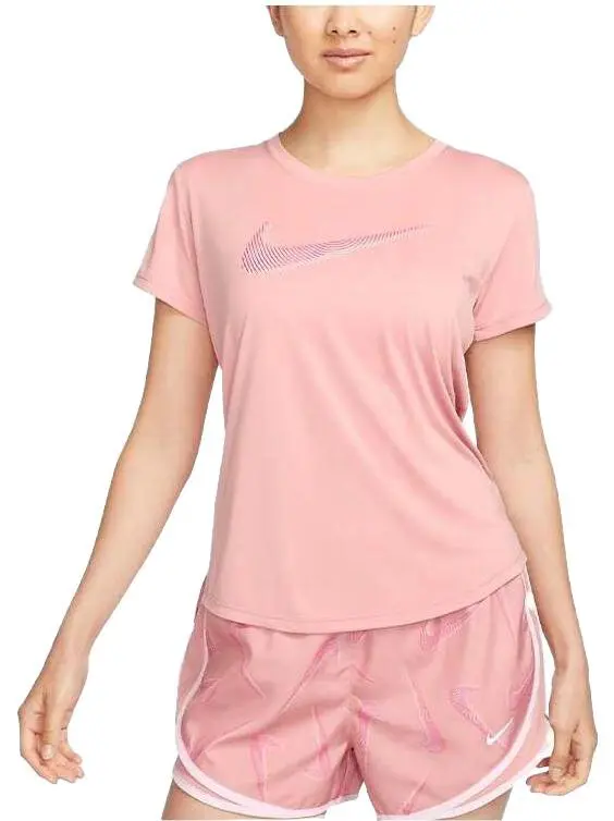 Nike Dri-fit Swoosh Short-sleeve Running Top - Red Stardust/fierce Pink