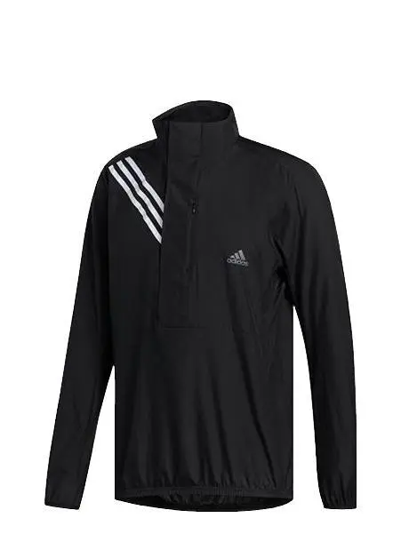 Adidas Logo Print Casual Running Stand Collar Jacket - Black