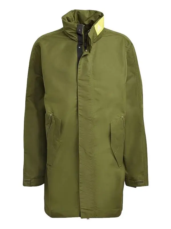 Adidas Parka Jacket With Stand Collar - Army Green
