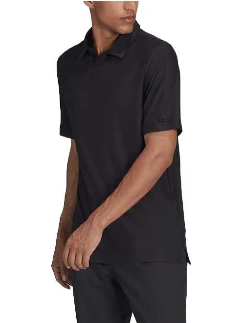Adidas Solid Color Logo Embroidered Short Sleeve Black Polo Shirt - Default Colorway