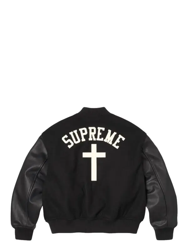 Supreme Ss26 Cross Varsity Jacket - Black