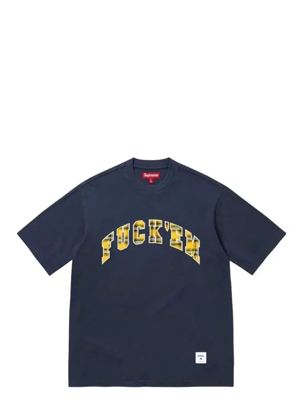 Supreme Ss26 Fuck Em Plaid S/s T-shirt - Navy