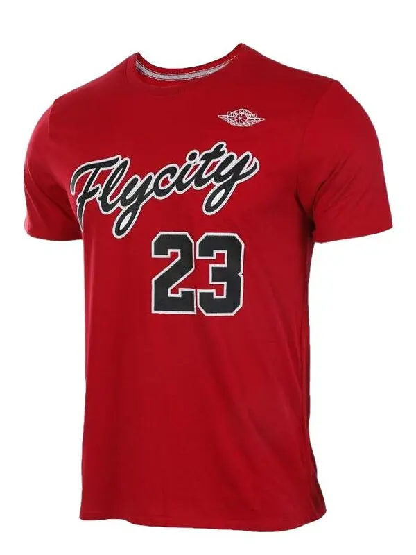 JORDAN Fly City Short Sleeve T-shirt 'red - Red/black
