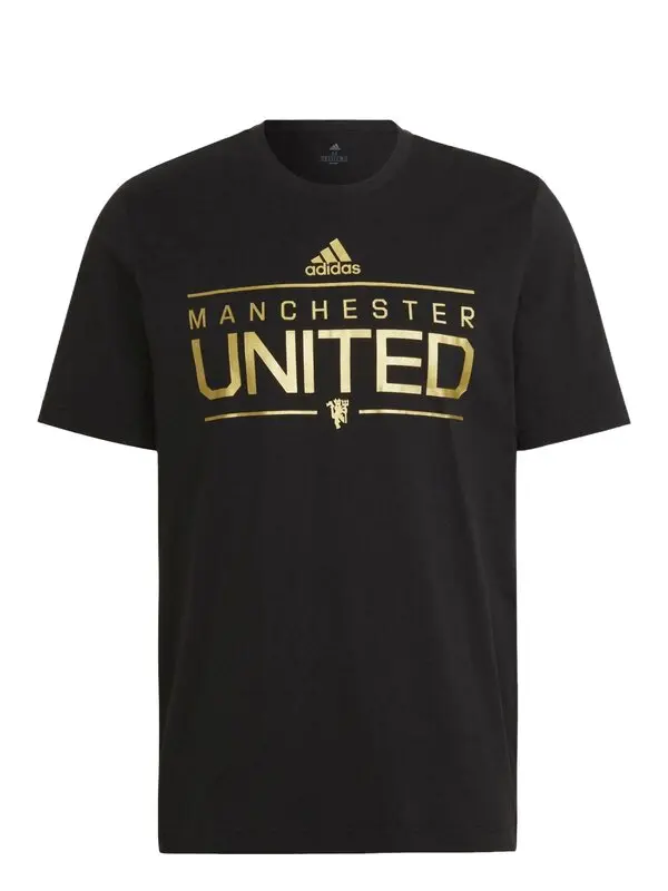 Adidas Manchester United Soccer/football Sports Alphabet Printing Solid Color Short Sleeve Black - Default Color