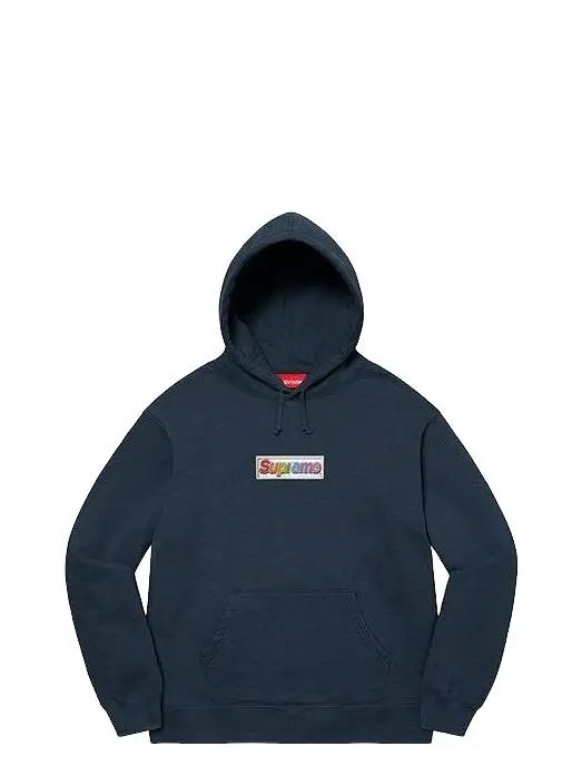 Supreme Bling Box Logo Hooded Sweatshirt - Navy/white