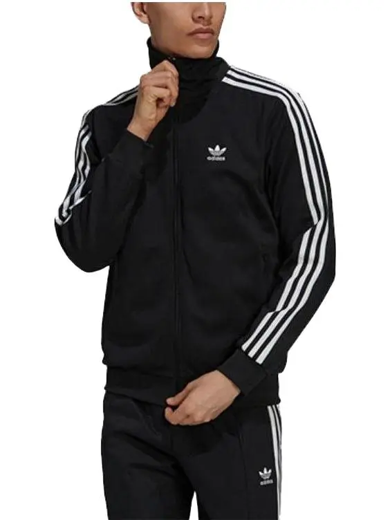Adidas Originals Zipper Track Jacket With Sporty Stripes - Default Color