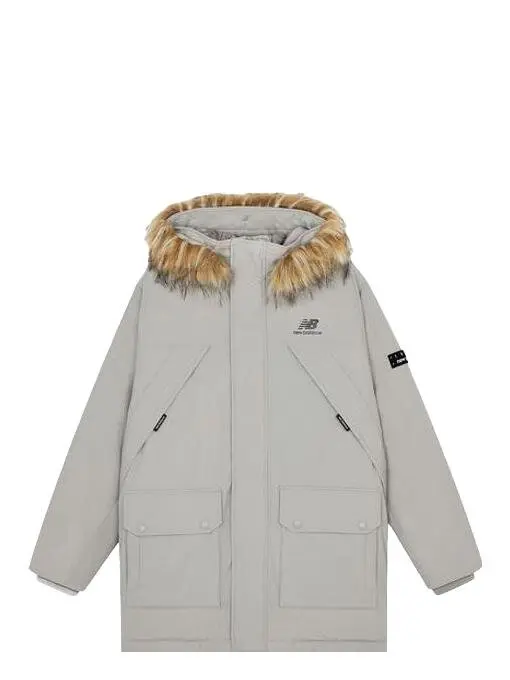 NEW BALANCE Street Style Logo Down Jacket - Grey/brown