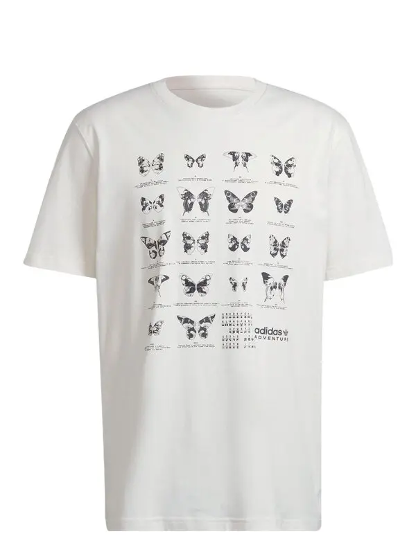 Adidas Originals Butterfly Printing Casual Sports Loose Short Sleeve White T-shirt - Default Color