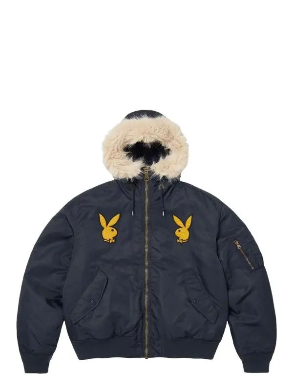 Supreme X Playboy Hooded Ma-1 Bomber Jacket - Navy