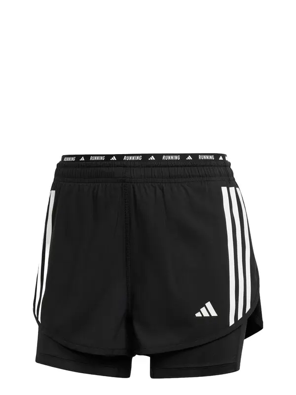 Adidas Own The Run 3-stripes 2-in-1 Shorts - Black