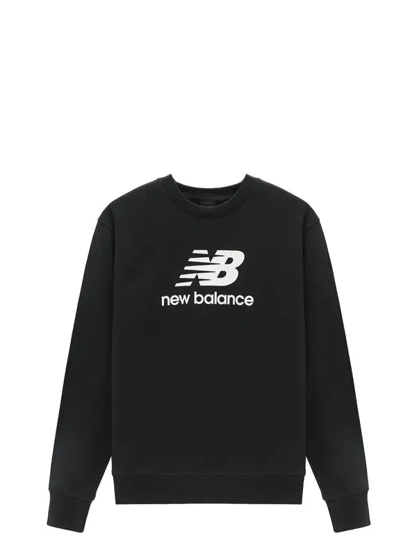 NEW BALANCE Stacked Logo French Terry Crewneck - Black