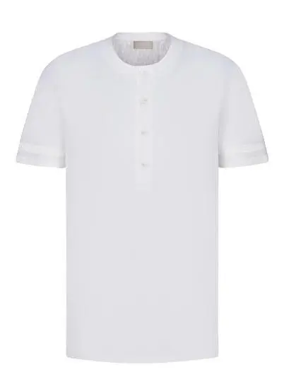 Dior Fw21 Cotton Plain Weave Knit Detail Short Sleeve T-shirt - White