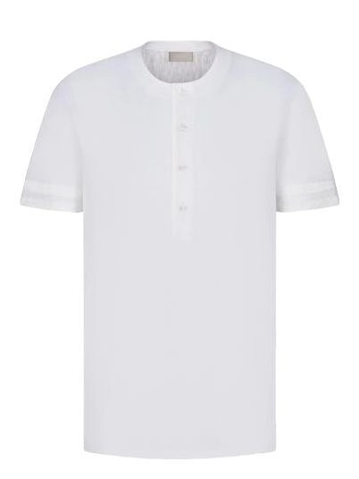 Dior Fw21 Cotton Plain Weave Knit Detail Short Sleeve T-shirt - White
