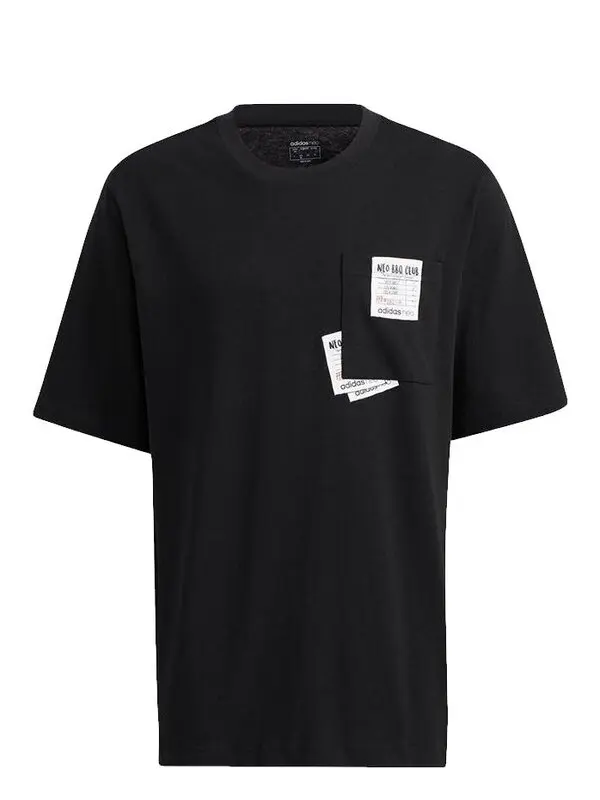 Adidas Neo Bqfd Tee 3 Splicing Pocket Loose Sports Short Sleeve - Black