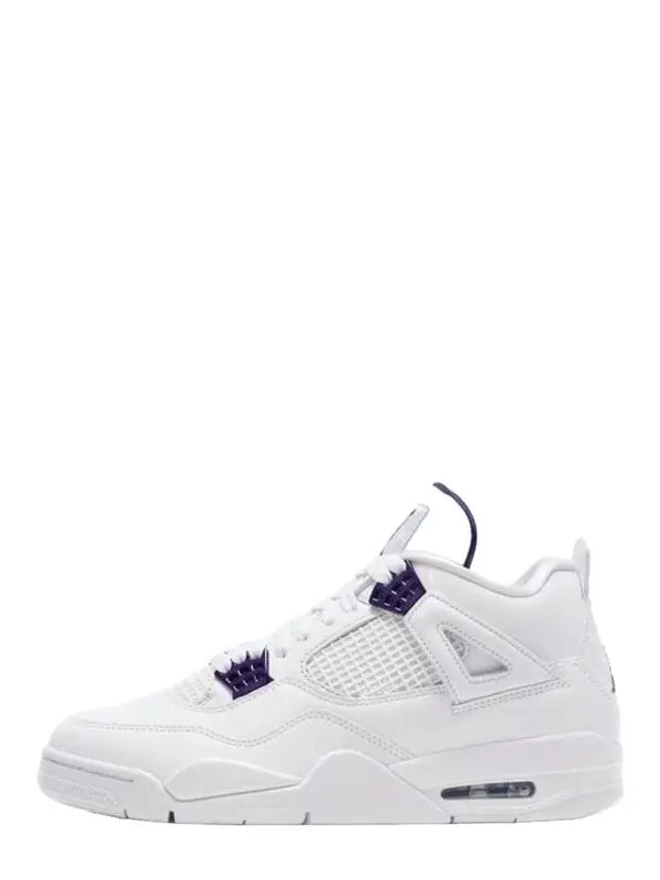 JORDAN Air 4 Retro Sneakers - White/court Purple/metallic Silver
