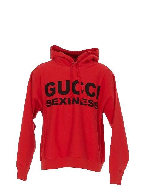 Gucci Sexiness Logo Print Hoodie - Red