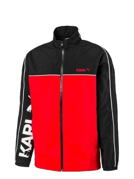 PUMA X Karl Lagerfeld Lafayette Logo Print Patchwork Jacket - Black-red