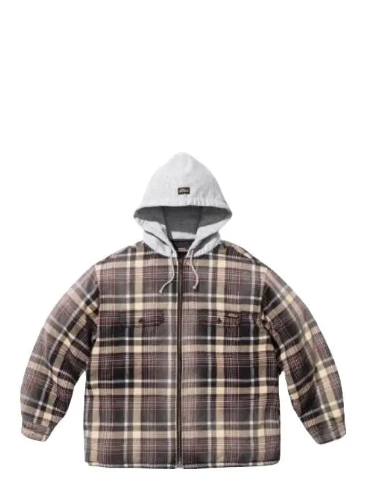 Supreme X Dickies Fw23 Week9 Plaid Hooded Zip Up Shirt - Brown