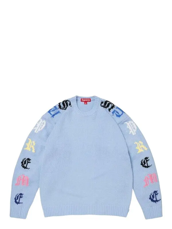 Supreme Old English Sleeves Sweater - Light Blue