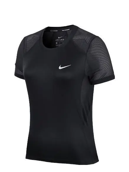 Nike Dri-fit Miler Short Sleeve Training Top - Black
