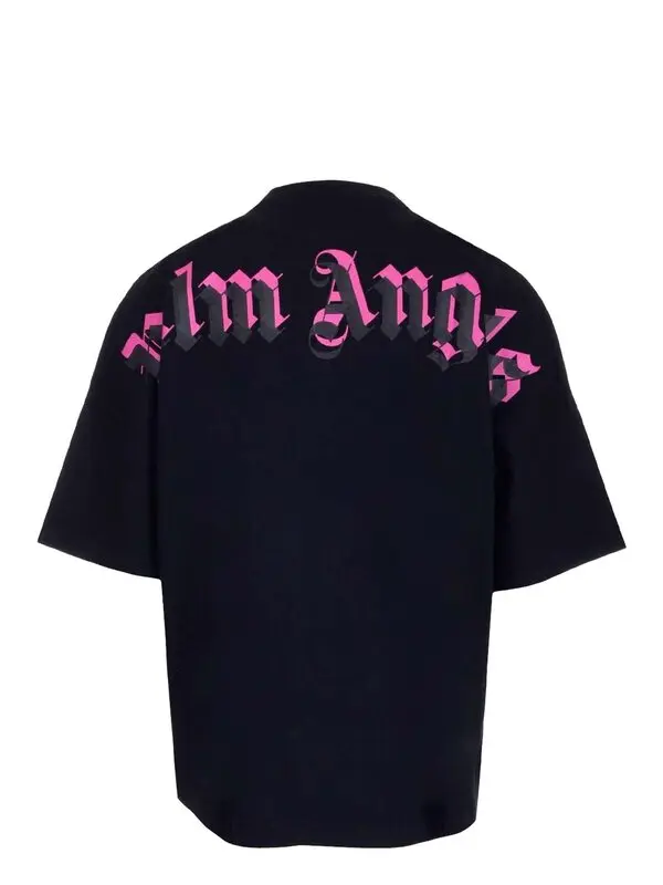 Palm Angels Doubled Logo Over Tee Fuchsia - Black