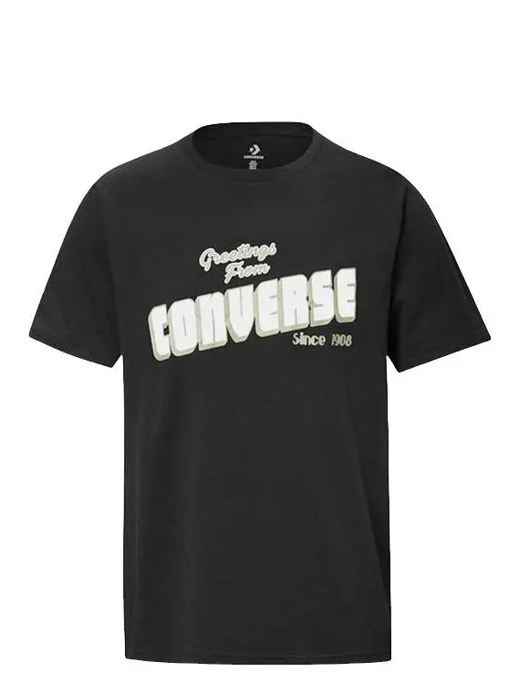 CONVERSE Alphabet Print Short Sleeve Casual T-shirt - Black