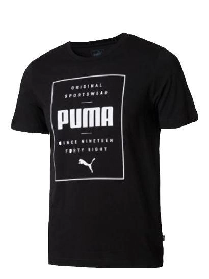 PUMA Casual Sports Alphabet Printing Round Neck Breathable Short Sleeve - Black