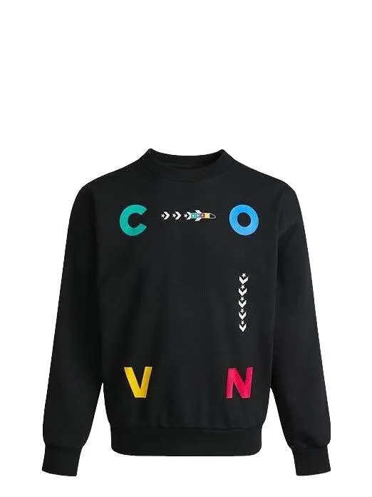 CONVERSE Crew Neck Sweatshirt With Contrast Letter Print - Black