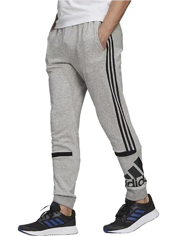 Adidas Logo Printing Contrasting Colors Bundle Feet Sports Pants Gray - Grey