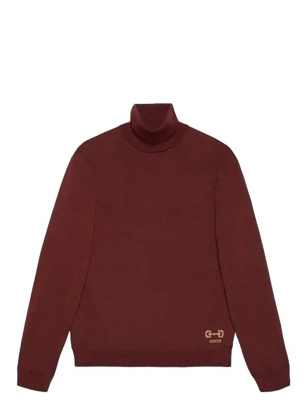Gucci Wool Sweater With Horsebit Intarsia - Bordeaux
