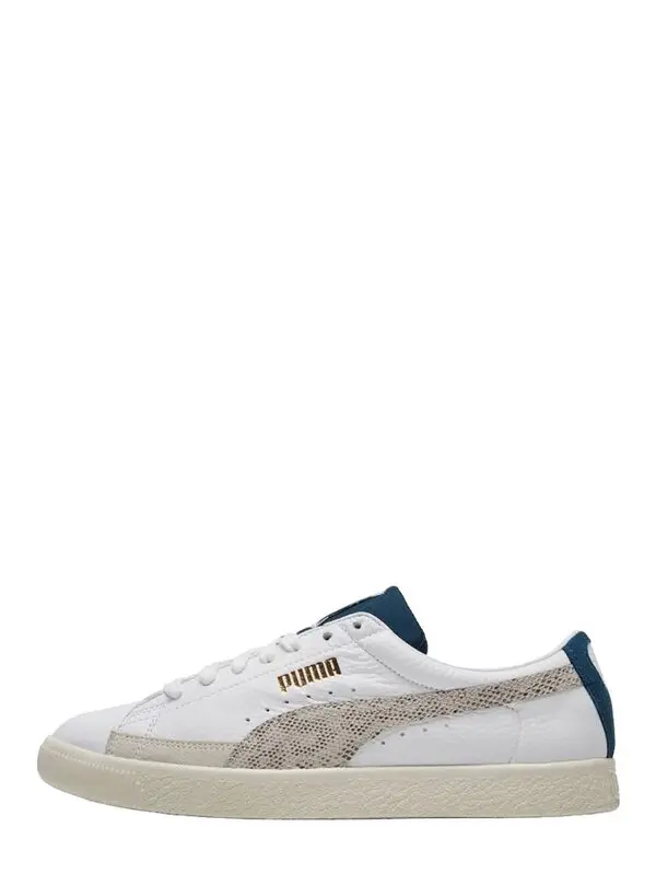 PUMA Basket Vintage Snakeskin Low Top Sneakers - White/intense Blue