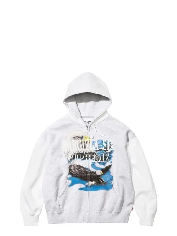 Supreme X Mm6 Maison Margiela Eagle Zip Up Hooded Sweatshirt - White