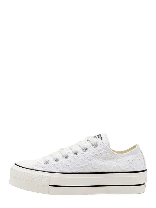 CONVERSE Chuck Taylor All Star Low Platform Sneakers With Embroidered Floral Detail - White